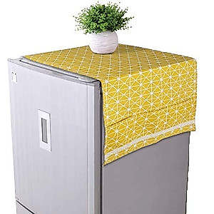 Zollyss Refrigerator Cover Sea Cotton Cloth Anti-dust Cover Fridge Towel dust Cover Freezer Refrigerator Desktop Sundries Washing Machine Organize Storage Bags (Yellow)