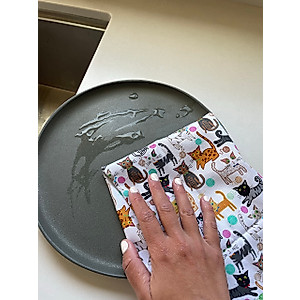 Sunshine Vibes Cat Tea Towels Set of 2 100% Cotton cat Lover Pattern with Hanging Loop; to Tackle All of Your Drying, Wiping and Cleaning Kitchen tasks for cat Lover!