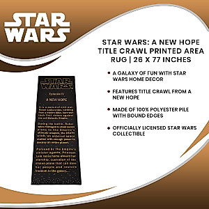 Star Wars: A New Hope Title Crawl Printed Area Rug | Indoor Floor Mat, Accent Rugs for Living Room and Bedroom, Home Decor for Kids Playroom | Lucasfilm Gifts and Collectibles | 26 x 77 Inches