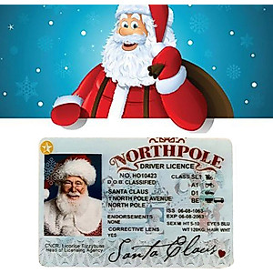 Santa Claus Lost Drivers License Christmas Decorations,Novelty Santa Sleigh Flying License ID Card,Flight License Christmas Eve Key Box Gift Xmas Tree Ornament Decorative Hanging Ornaments