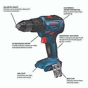 BOSCH GSB18V-490N 18V EC Brushless 1/2 In. Hammer Drill/Driver (Bare Tool)