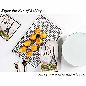 Samgula Paris Oven Mitts and Pot Holders Sets Eiffel Tower Pink Romantic City Heat Resistant 3pcs for Cooking Baking BBQ