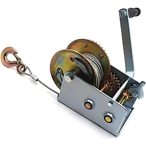 HTTMT- 2000Lbs Dual Gear Hand Winch Towing Boat Trailer w/ 33FT Steel Cable Hand Crank [P/N:ET-TOOL003-BY20 w/Cable-RAW]
