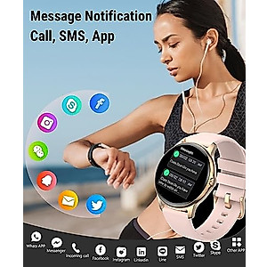 Holiday Smart Watch for Women (Answer/Make Calls), 1.3” HD Full Touch Screen Heart Rate/Sleep Monitor/Pedometer, 100 Sports 3ATM Waterproof Fitness Watch for Android iOS Phone