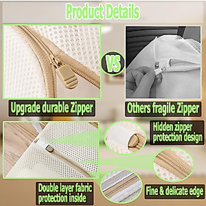 Mesh Laundry Bags, Reusable Clothing Washing Bags,Upgrade durable double layer thickened, Wash Bags for Washing Machine for Tops,Skirts, Trousers, Socks, Underwear, Bra (Green)