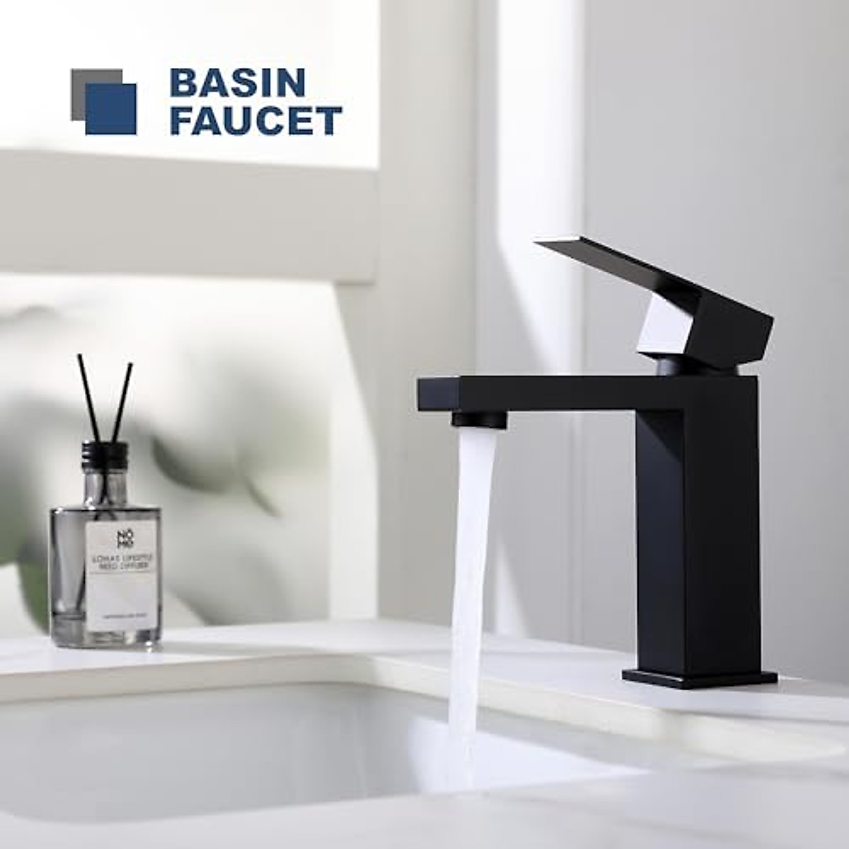 SevenGelok Black Bathroom Faucet Bathroom Sink Faucet One Hole Faucet 【All SUS304 Stainless Steel 】 Single Handle 1 Hole Vanity Faucets for Bathroom Sink NO-Lead Matte Black Bathroom Faucet, SF3-BK