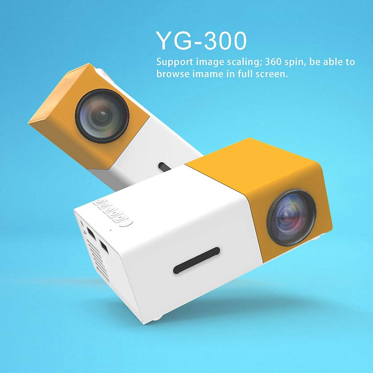 YG300 Professional Mini Projector Full HD1080P Home Theater LED Projector LCD Video Media Player Projector Yellow & White