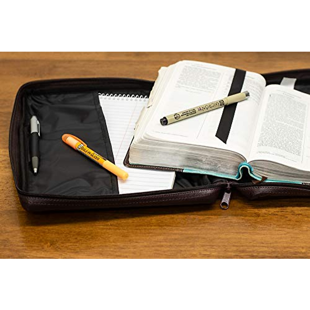 Burgundy Embossed Cross with Front Pocket Leather Look Bible Cover with Handle, X-Large