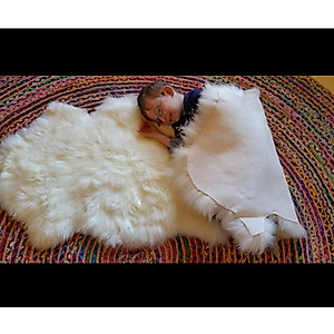Woolous Sheepskin Rug, New Zealand Large Genuine Natural Lamb Skins Fur Real Sheep Skin Throw Rug for Bedroom and Living Room, (Single Pelt 2x3ft,Ivory)