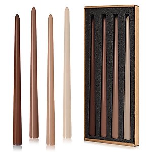 Taper Candles 12'' Tall Brown Beige Ombre Colored Candlesticks Set of 4 | Unscented 3/4 inch Diameter Candle Sticks| Candle for Mantle Home Decor Kitchen Wedding Decorations Centerpiece