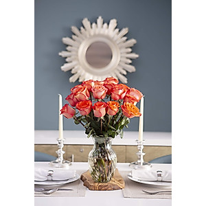 KaBloom PRIME NEXT DAY DELIVERY - Mother’s Day Collection - Bouquet of 18 Fresh Orange Roses with Vase.Gift for Birthday, Sympathy, Anniversary, Easter, Mother’s Day Fresh Flowers