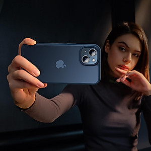 LϟK 3-in-1 for iPhone 13 Case for iPhone 14 Case, Translucent Matte Back with 2X Screen Protectors, [Military-Grade Drop Tested] Shockproof Slim Anti-Fingerprint Phone Case for iPhone 13/14, Blue