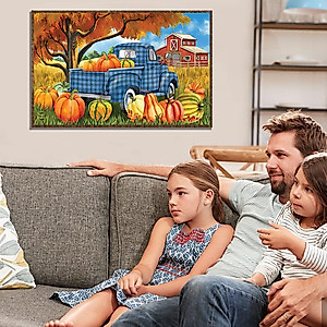 Thanksgiving Fall Diamond Painting Kits for Adults - Fall Pumpkin Truck Diamond Art Kits 5D Paintings with Diamond Dots Full Drill Round Gem Art,for Thanksgiving DIY Gift and Home Decor12x16inch