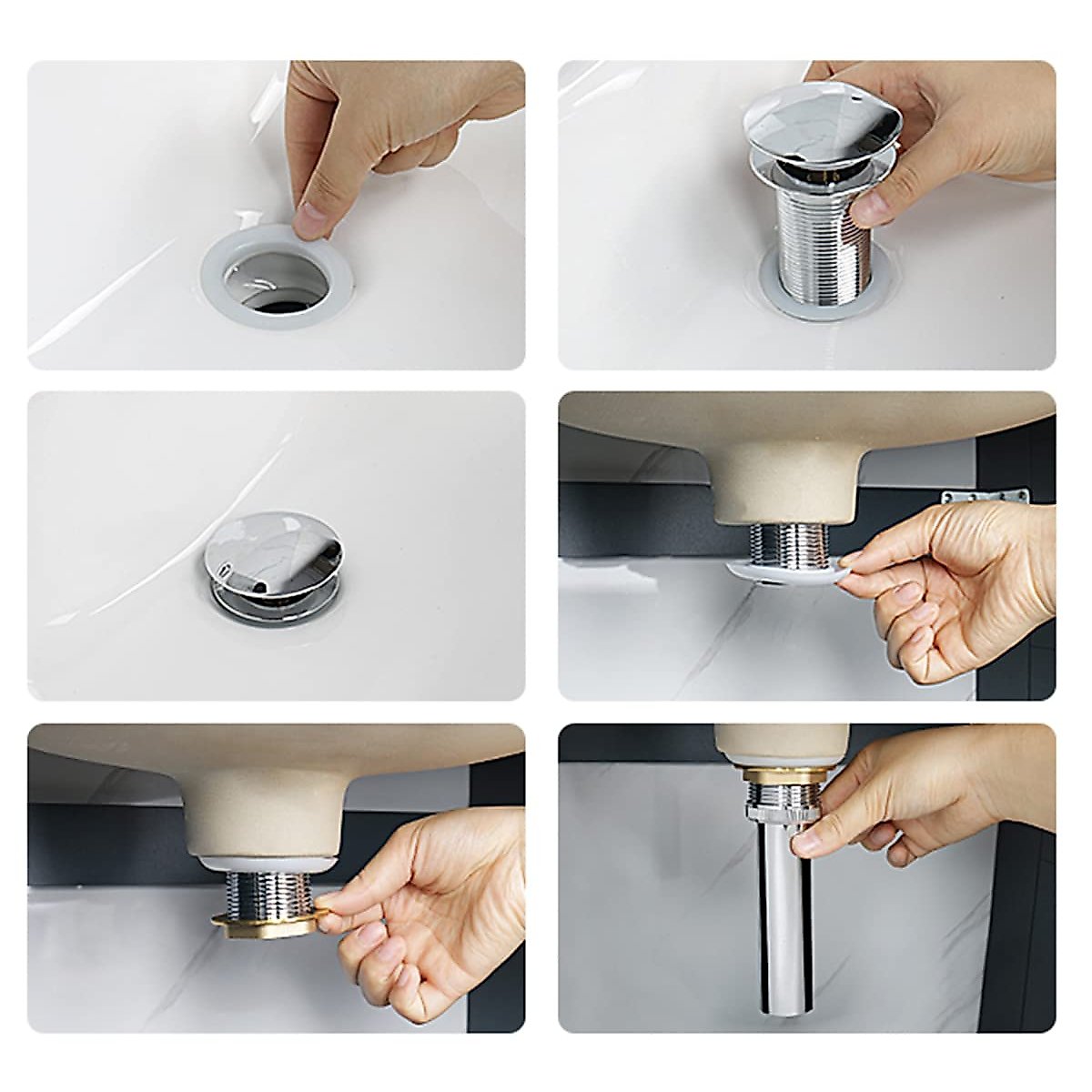 YCCUZA Bathroom Faucet Vessel Pop Up Sink Drain Without Overflow Chrome Drain Stopper No Overflow Pop Up Sink Drain for Bathroom Faucet Vessel Vanity Sink