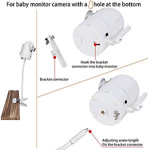 iTODOS Flexible Clip Clamp Mount for Infant Optics DXR-8 and DXR-8 Pro Baby Monitor, 8inches Flexible Long Gooseneck Arm, Attach Your Baby Camera Wherever You Like Without Any Tools