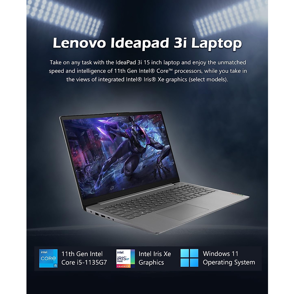 Lenovo Ideapad 3i 15.6" Full HD (1920 x 1080) Touch Business Laptop, Intel Core i5-1135G7, 4-core, 20GB RAM 512GB SSD Storage, Intel Iris X Graphics, Bluetooth, Wi-Fi, Win11, Arctic Grey, W/GaLiMu