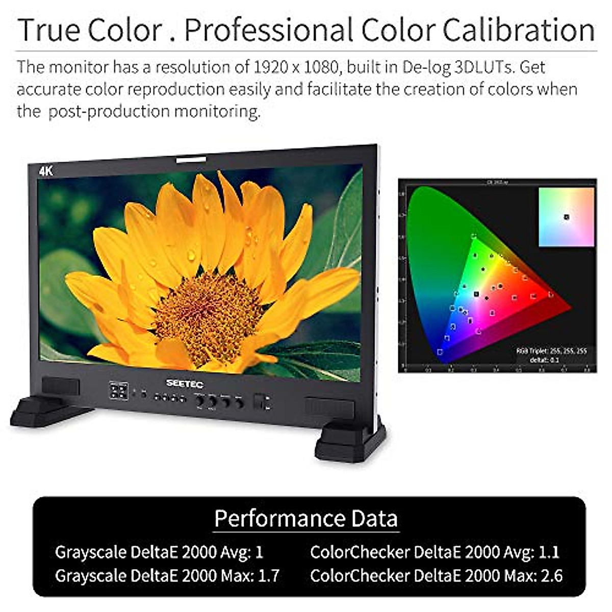 SEETEC LUT215 21.5 Inch Built in De Log 3D LUT Broadcast Studio Monitor 3G-SDI 4K HDMI Full HD 1920x1080 for Post and Live Production Broadcast