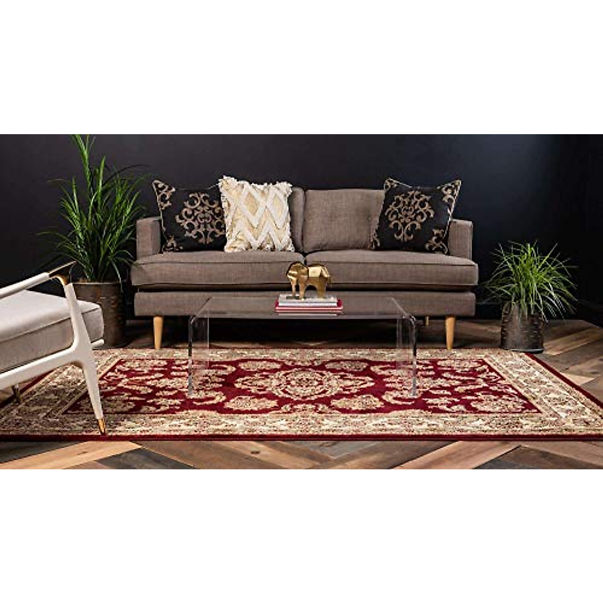 Unique Loom Voyage Collection Traditional Oriental Classic Intricate Design Area Rug (3' 3 x 5' 3 Rectangular, Red/Tan)
