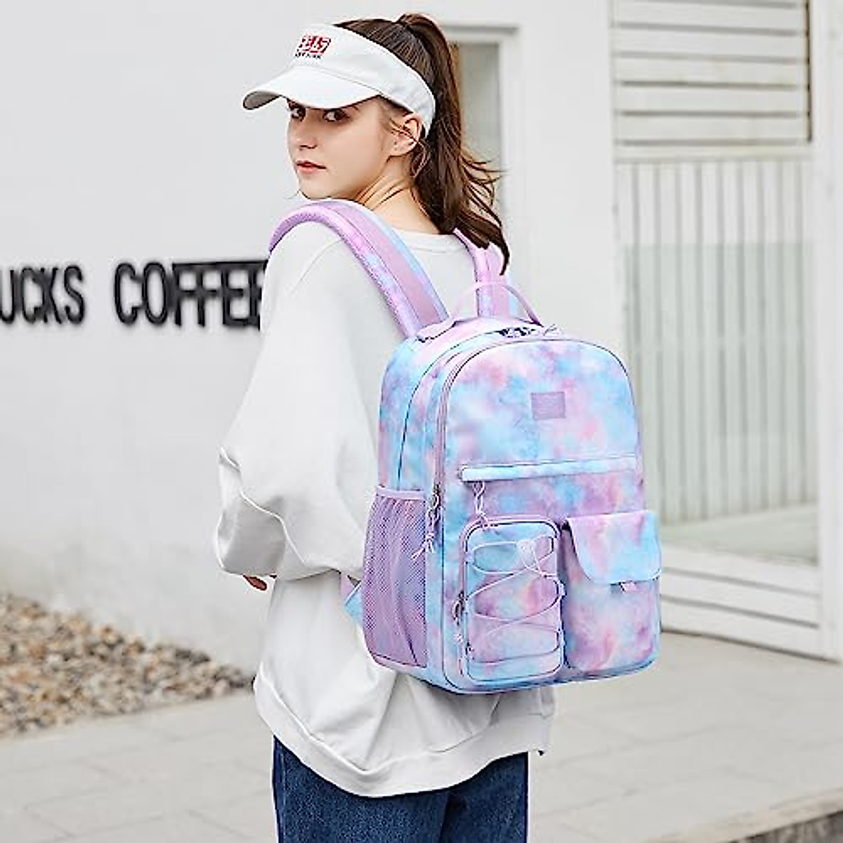 Lohol Galaxy Backpack for Teen Girls and Women, Anti Theft Daypack with 15 Inch Laptop Compartment for Travel School (Galaxy A)