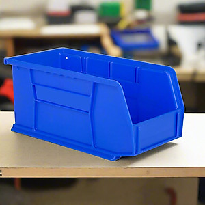 Hudson Exchange 11" x 5-1/2" x 5" Plastic Stackable Storage Bin and Hanging Container (Blue)