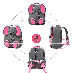 Cocomilo 12" Cartoon 3D Cat Toddler Backpack for Kids Waterproof Preschool Baby Bag for Boys and Girls with Ant-lost Leash (Elephant)