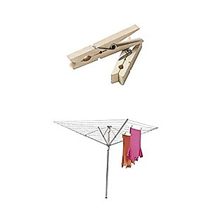 Household Essentials Height Adjustable Outdoor Umbrella Drying Rack Bundle | Aluminum | Includes 96 ct Clothespins