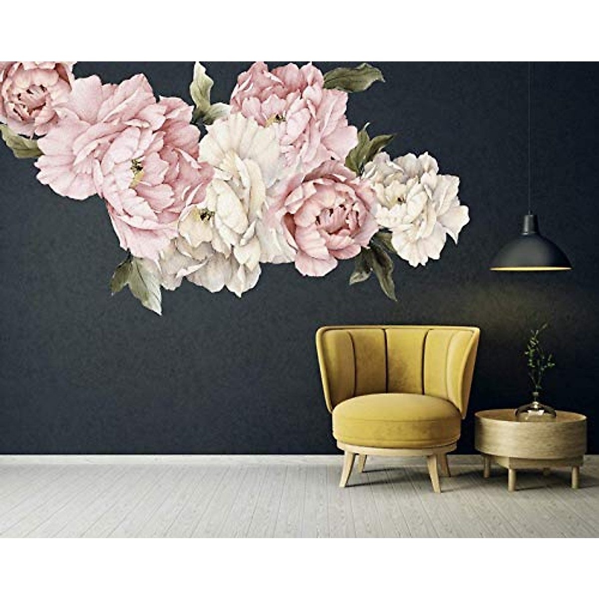Murwall Floral Peonies Wall Decal, Peony Bouquet Flowers Removable Peel and Stick Wall Sticker