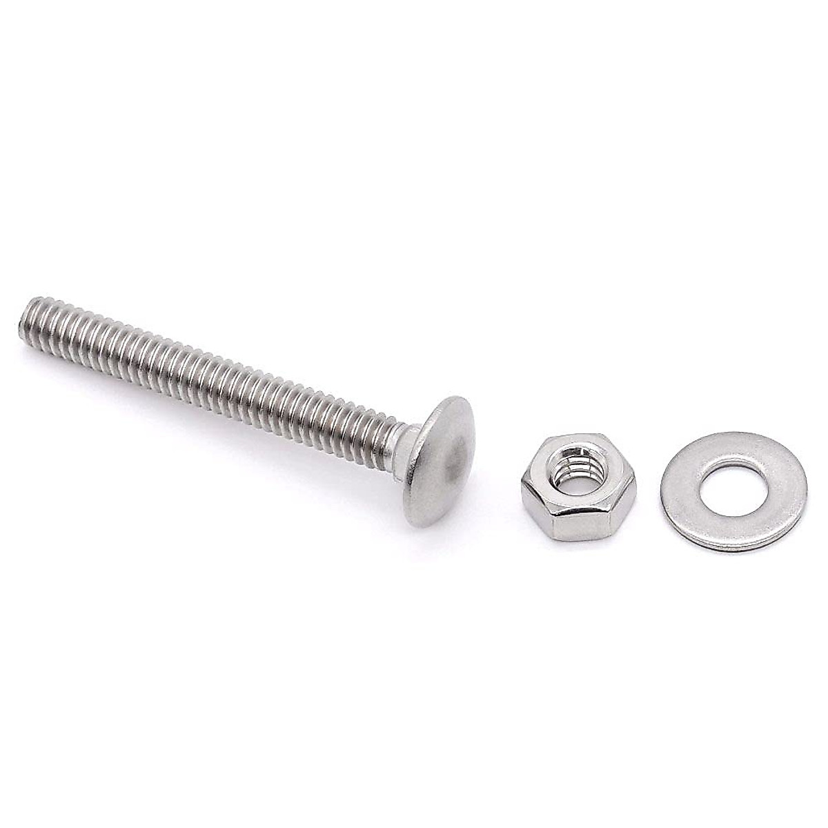 Glvaner (8 Sets) 5/16-18 x 2-1/2" Stainless Steel Carriage Bolts Screws Round Head Square Neck and Hex Nuts & Flat Washers 304 Stainless Steel 18-8 Full Thread Coverage