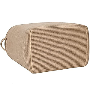 22"x14"x18" Mega Size Rectangular Extra Large Storage Basket, Cotton Rope Storage Baskets, All Beige