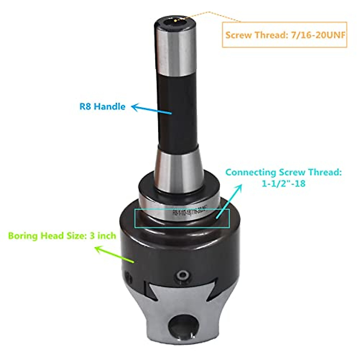 Kimllier 3 Inch Boring Head R8 Shank 12Pcs 3/4 Inch Shank Boring Bar Set Carbide Tipped Bars Lathe Tool