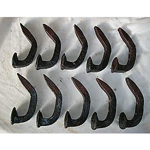 Spikes by Mike 10 REPURPOSED Railroad Spike Coat Hooks Coat Rack Tool Shop Hangers Double Bent