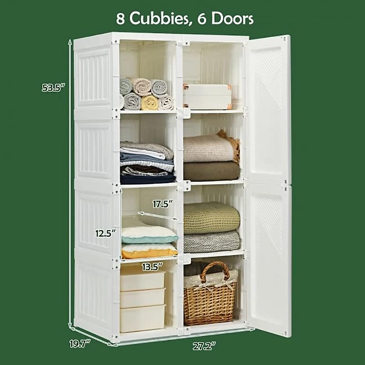 n/a Foldable Armoire Wardrobe Closet with 8 Cubby Storage Closet Shelf Storage Bedroom Furniture Storage Cabinet