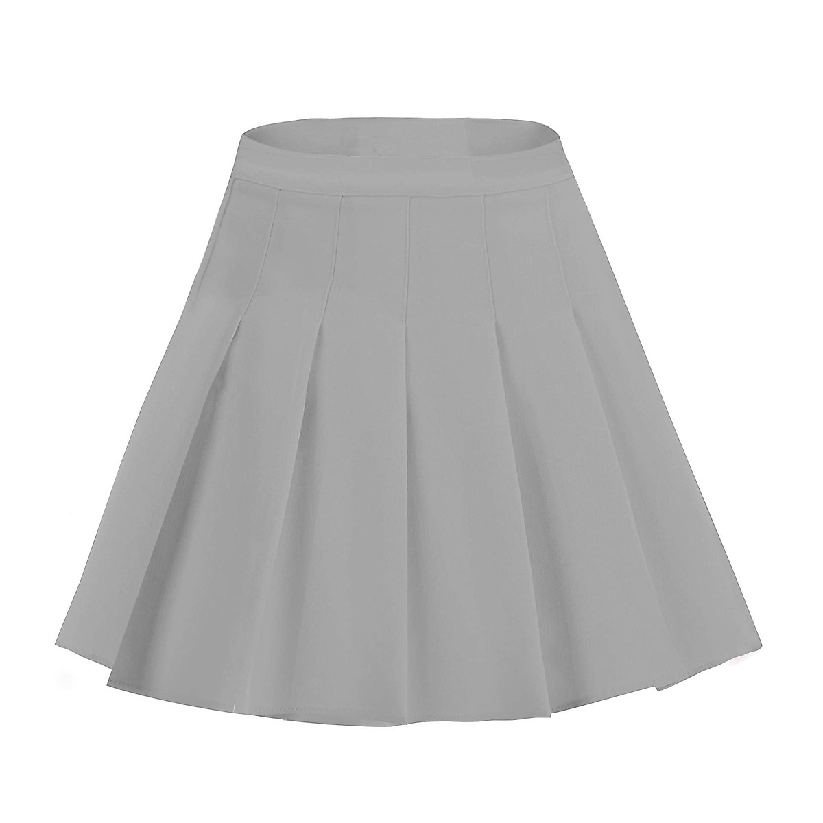 EXCHIC Women's High Waist Pleated Skater School Tennis Skirts (Gray, S)