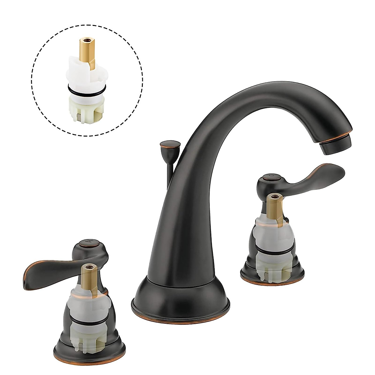 RP25513 Faucet Stem Replacement Kit for Delta Two-Handle Faucets - Includes RP24096 Cartridge, RP4993 Seat & Spring, RP24097 Turn Stop - Durable Brass & Plastic Construction (1 Pack)