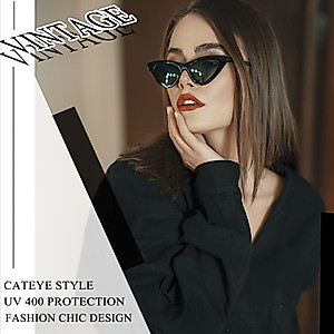 Joopin Polarized Cat Eye Sunglasses for Women, Retro Narrow Pointy Cateye Womens Sun Glasses (Black)