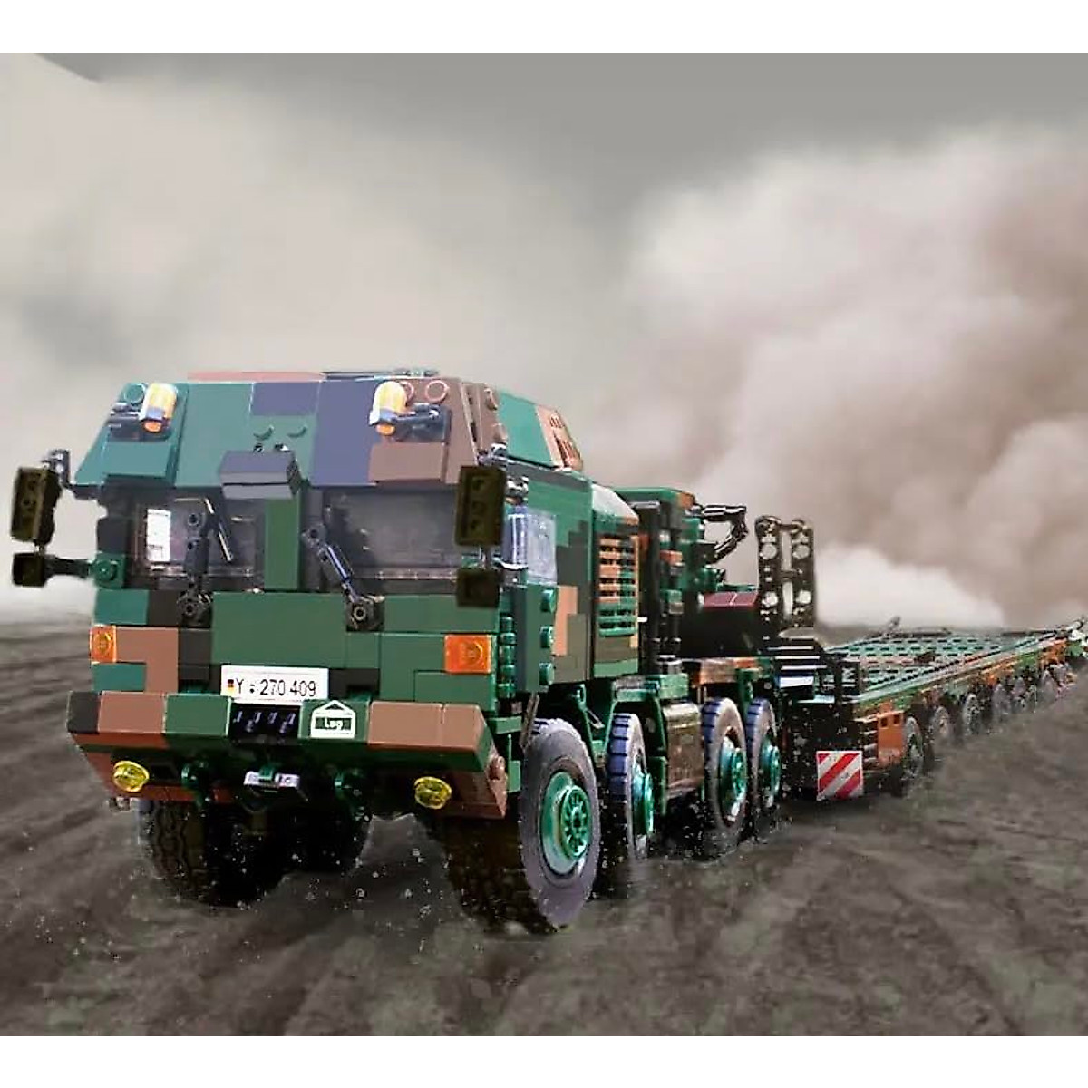 General Jim's Military Brick Building Set - German Army SLT Mammut Tank Vehicle Transporter Truck Building Blocks Model for History Enthusiast, Teens and Adults