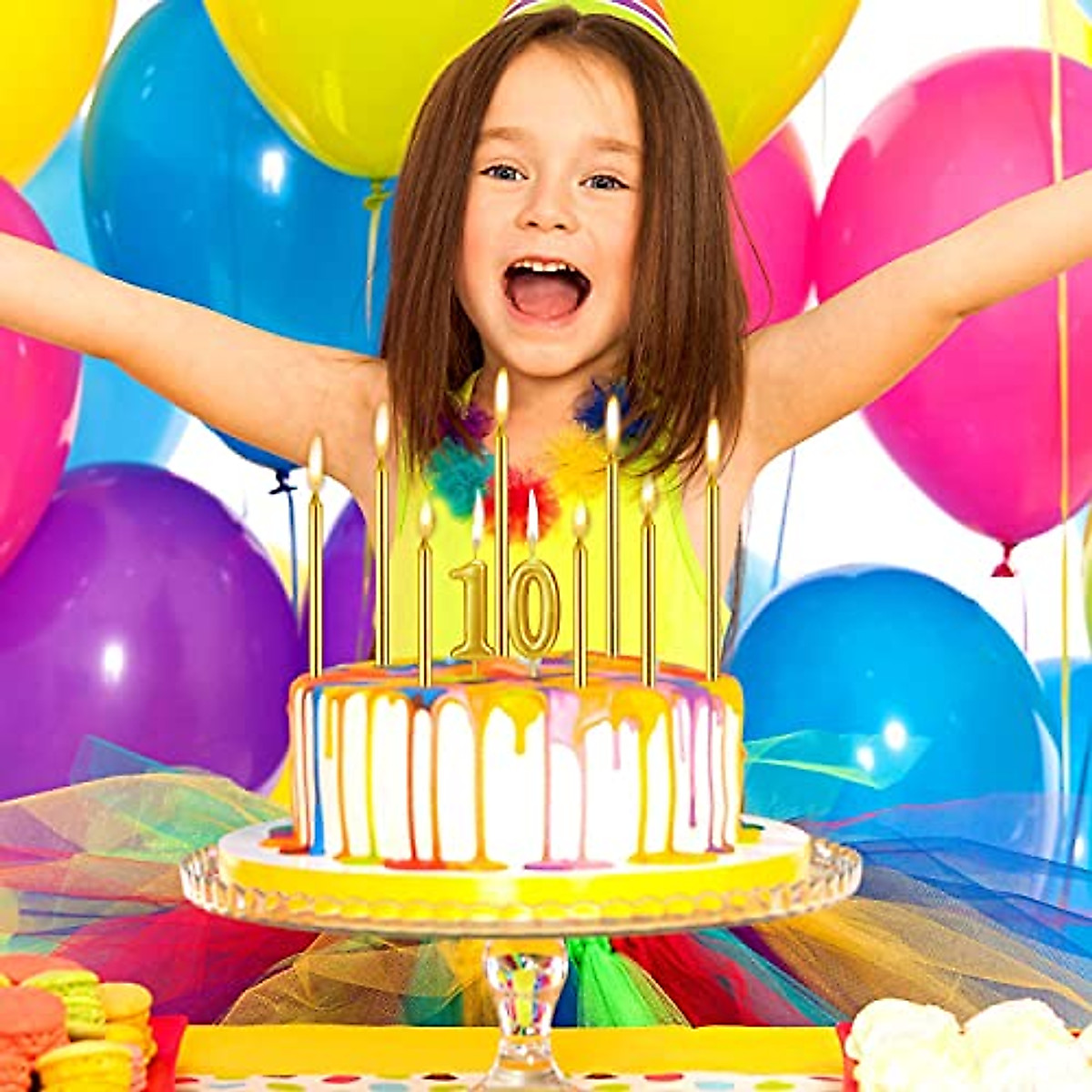 BeautyChen Birthday Candles 22 Pieces Birthday Numeral Candles Cake Numeral Candles Number 0 1 2 3 4 5 6 7 8 9 (0-9) Glitter Cake Topper Decoration for Birthday Wedding Party Anniversary