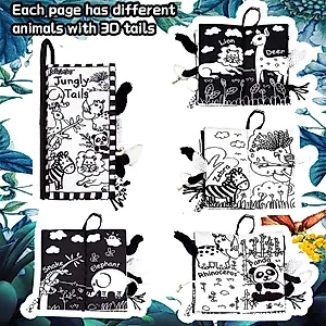 Magic4U 2PCS Jungle & Ocean Tails Crinkle Baby Books for 0-3 Years Old Newborn Toys, Black and White High Contrast Sensory Baby Toys Baby Soft Book for Early Education (Ocean + Jungle)