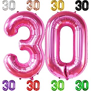 KatchOn, Hot Pink 30 Balloon Numbers - 40 Inch | Pink 30 Balloons, Pink 30th Birthday Balloons, 30th Birthday Decorations For Her | Number 30 Balloons for Hot Pink 30th Birthday Decorations for Women