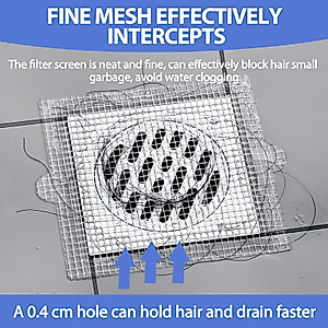 25 Pcs Disposable Shower Drain Hair Catcher 4.1inch Shower Drain Cover Mesh Stickers Hair Catcher Shower Drain Floor Drain Sticker for Bathroom Laundry Bathtub Kitchen Sink Drain(Square with Handle)