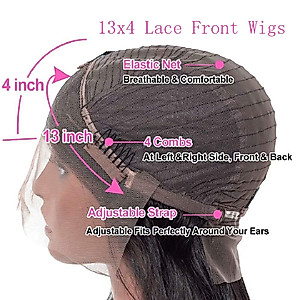 Geeta Human Hair Lace Front Wigs Body Wave, 26 Inch 13×4 Brazilian HD Human Hair Lace Wigs, 180% Density Virgin Human Hair Body Wave Wigs for Black Women, Natural Color