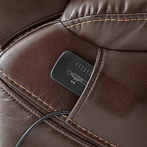 Gold Thumb Dual Motor Power Lift Recliner Chair Infinite Position for Elderly Electric Chair with Massage and Heating Faux Leather Living Room Chair with Cup Holder Pillow 9196(Brown)