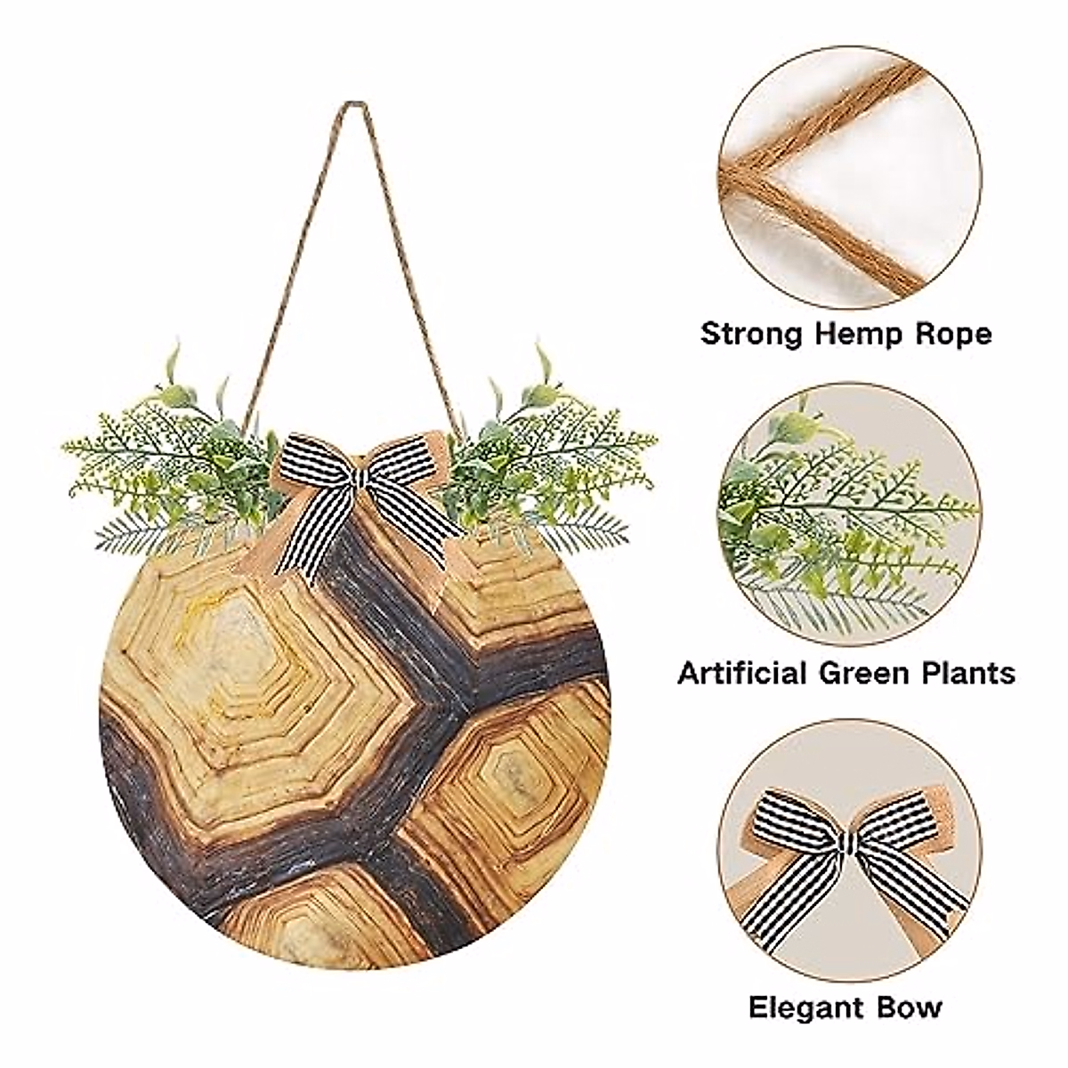 Turtle Shell Round Wood Sign Carapace Print Welcome Sign for Front Door Wreath Hanging Wall Decor Farmhouse Wooden Porch Signs Henger House Office Decoration Seasonal Holiday Gift