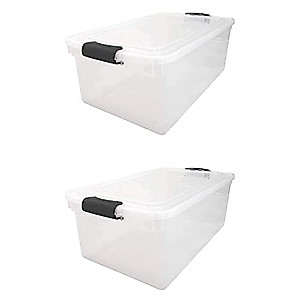 HOMZ Multipurpose 66 Quart Clear Storage Container Tote Bins with Secure Latching Lids for Home or Office Organization (4 Pack)