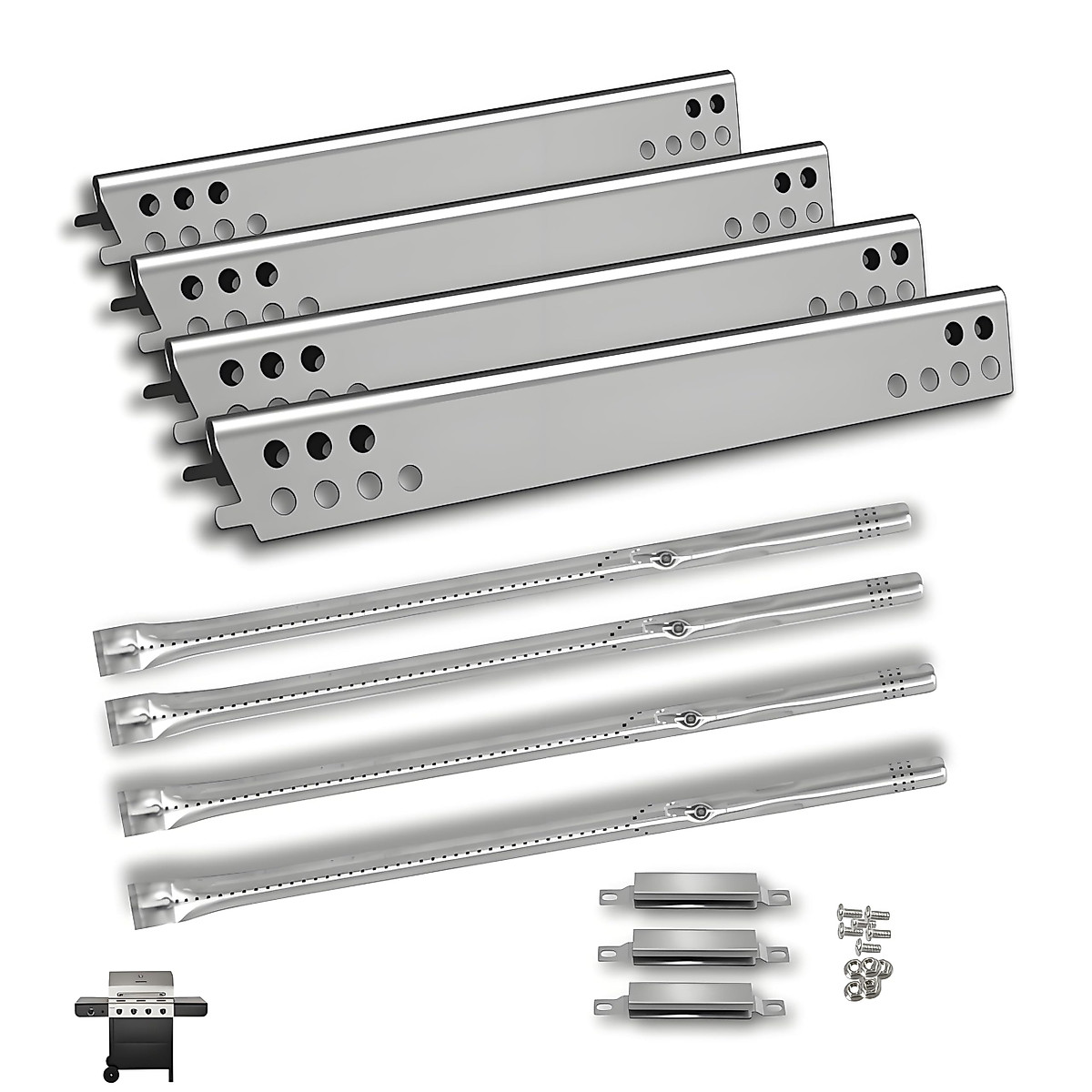 Heat Plates for Charbroil Advantage 4 Burner 466433016 Gas Grill Parts, Fits Char-Broil 2/3/6 Burner 463642015, 463343015, 463642116,463240115, Grill Replacement Kit Parts, Burner, Carryover Tube