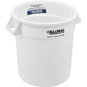 10 Gallon Plastic Trash Container, Garbage Can - White