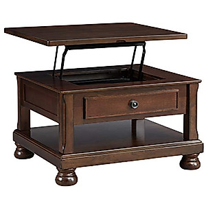 Signature Design by Ashley Porter Traditional Hand-Finished Lift Top Coffee Table, Dark Brown