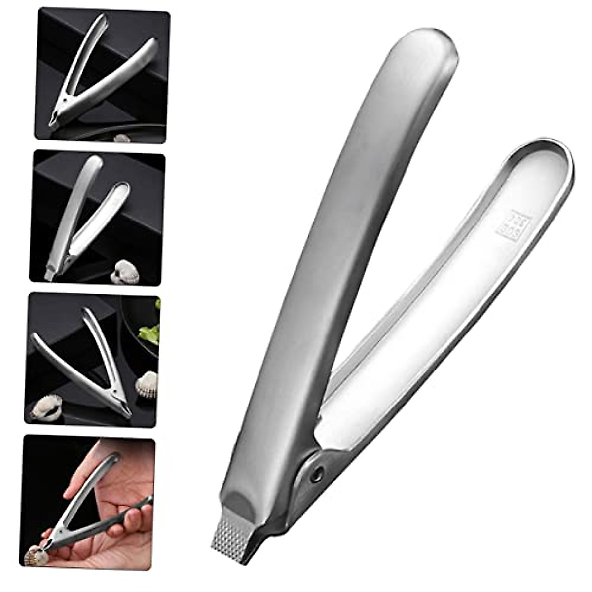 BESTonZON 3pcs Stainless Steel Clam Opener Blood Clam Clip Crab Crackers Seafood Tools Set Stainless Clam Clip Small Clam Opener Clam Clamp Kitchenware To Open Silver Oyster Shucking Knife