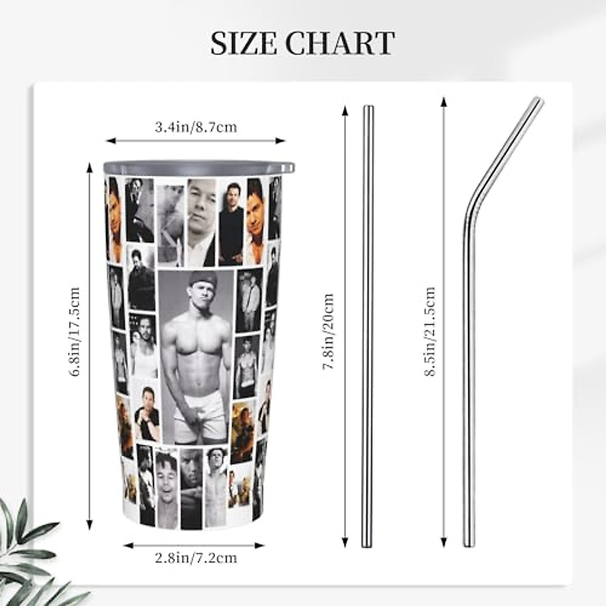 OAEWRE Mark Actors Wahlberg Stainless Steel Mug Insulated Tumbler Coffee Mugs with Lids and Straw Double Wall Vacuum Cup 20oz