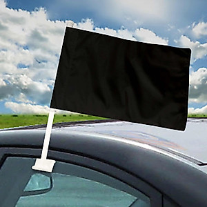 Solid Black Car Window Clip Flag Fade Resistant Vehicle for Patriotic, Sports Events, Parades - Premium - Double Side Printing (Pack of 100)